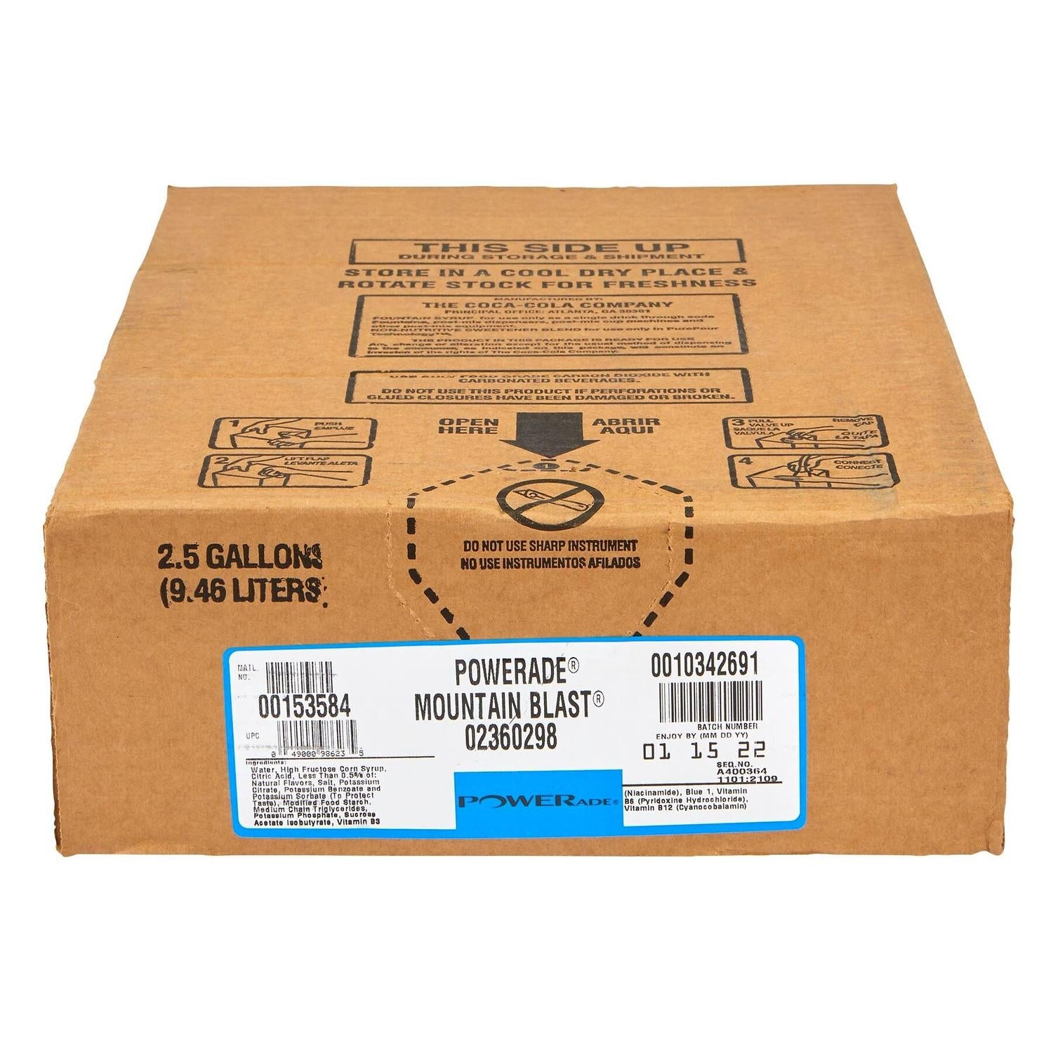 Powerade Mountain Blast 2.5 Gal BIB Fountain Concentrate